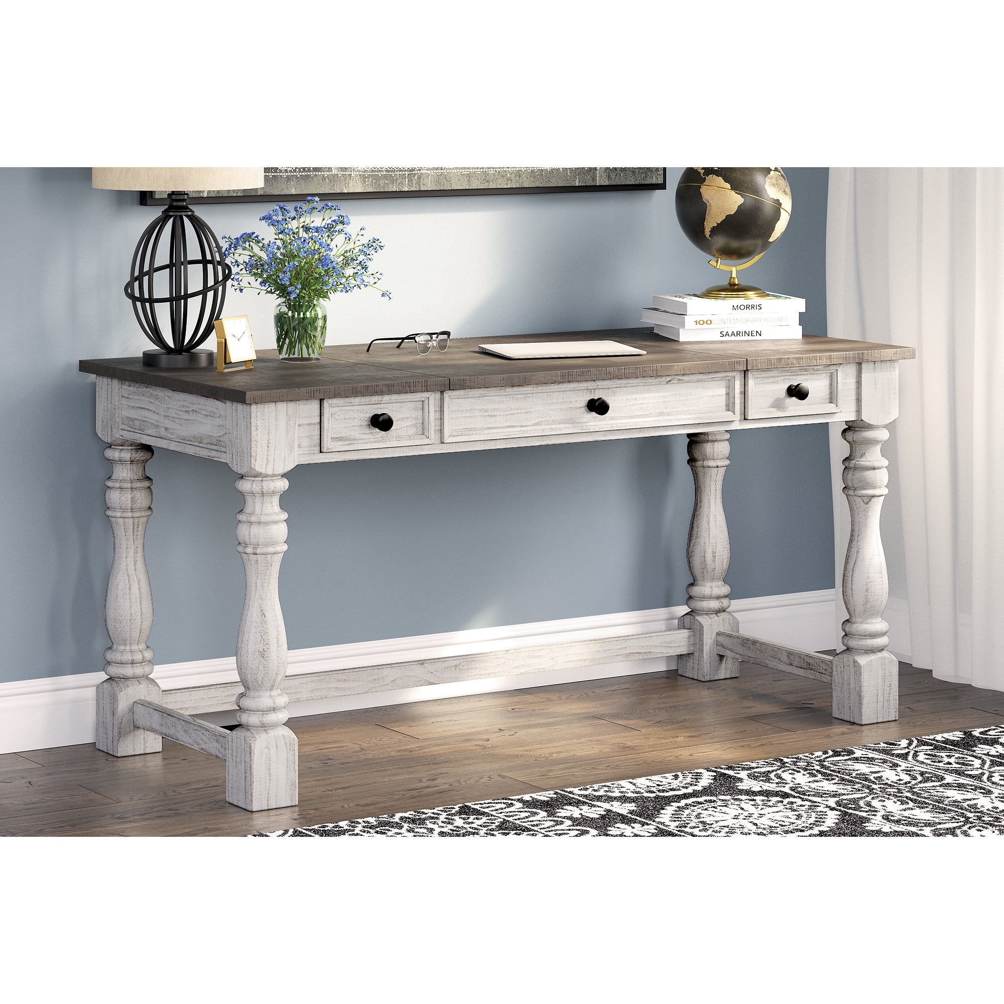 Signature Design by Ashley Havalance White/Gray Home Office Desk - On ...