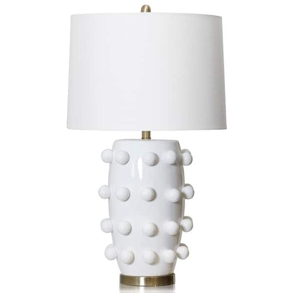Marni Ceramic Table Lamp - White Finish, Brass Base - White Hardback ...