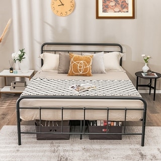 Gymax Full Size Heavy Duty Metal Bed Frame Headboard Platform Mattress ...