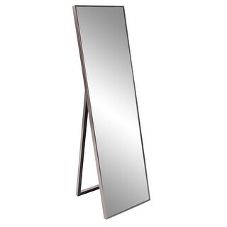 Sleek Brushed Brass Rectangular Full Length Standing Mirror - Black ...