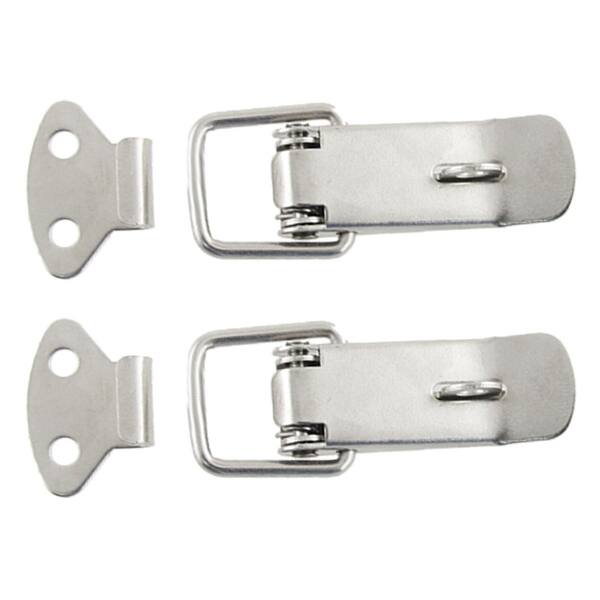 Metal Spring Loaded Straight Loop Latch Catches 2 Sets - Silver Tone ...