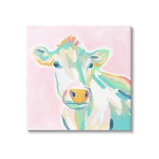 Stupell Pastel Cow Painting Canvas Wall Art Design by June Erica Vess ...