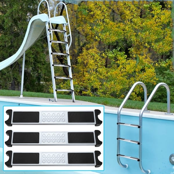 (Set of 3) 1.9 Inch Non-Slip Swimming Pool Ladder with Bolts - Bed Bath ...