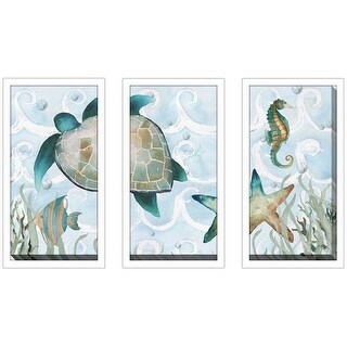 "Watercolor Sea Creatures Panel (blue)" 3 Piece Print on Acrylic - Bed ...