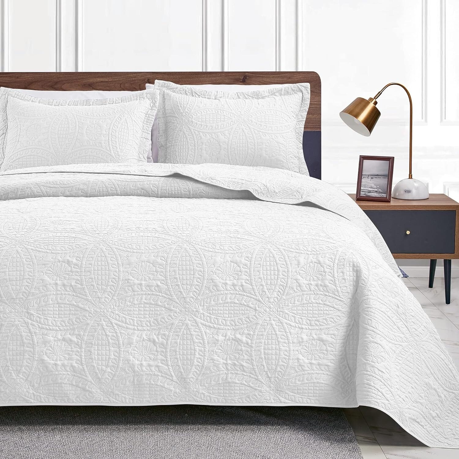 Quilt Set Full Queen Size 3 Piece Lightweight Soft Coverlet Modern Style Squares Pattern Bedspread Set 1 Quilt 2 Pillow Shams Bed Bath Beyond 40877468