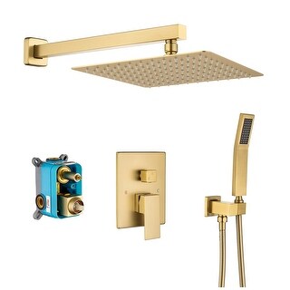 Rainlex 10 Inch Brushed Gold Plating Wall-Mounted Shower System - Bed Bath & Beyond - 37541870