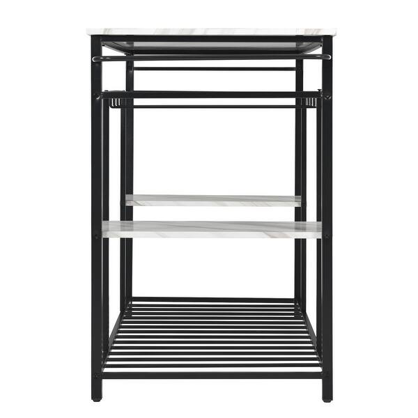 Counter Height Kitchen Dining Room Kitchen Island Prep Table with Glass ...