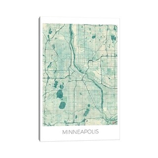 iCanvas "Minneapolis Vintage Blue Watercolor Urban Blueprint Map" by ...