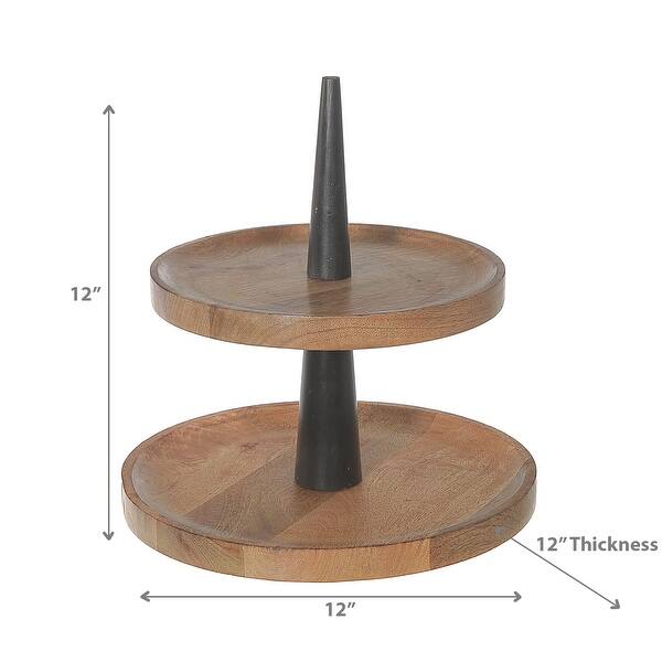 Mango Wood 2 Tier Round Cake Stand Natural & Black - Bed Bath & Beyond ...