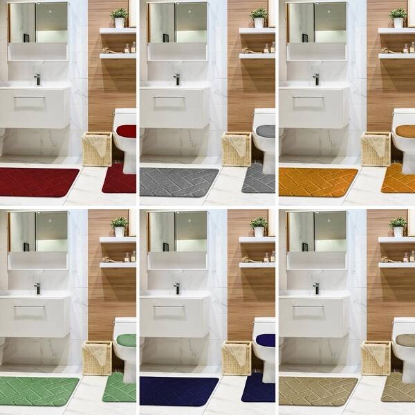 Baxter 3 PC Bathroom Rug Set, Modern Brick Design Soft Bath, Contour ...