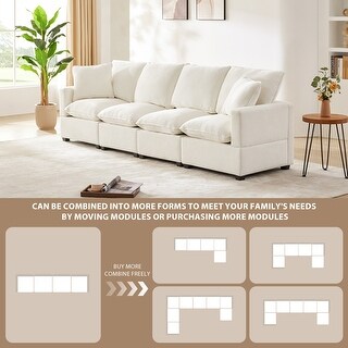 Chenille Straight Row Sectional Sofa 4 Seater Upholstered Modular Sofa ...