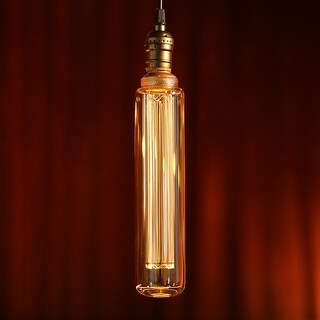 LED T19 Filament Vintage Edison Bulb, E26 Base, Dimmable, Amber Glass ...