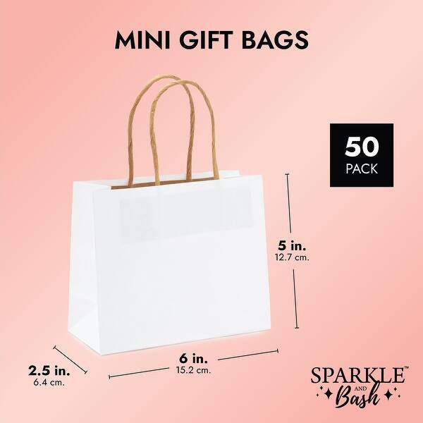 50 Pack Mini White Gift Bags with Handles (6 x 5 x 2.5 In) - Bed Bath ...
