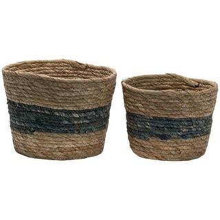 Foreside Home & Garden Set of 2 Blue Cattail Decorative Storage Baskets ...