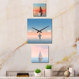 Designart "Coastal Calm Pink Sailboat Photo" Nautical & Beach Oversized ...