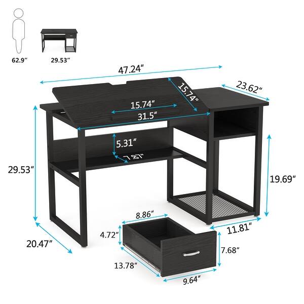 Drafting/Drawing/Painting Desk with Adjustable Tiltable Tabletop ...