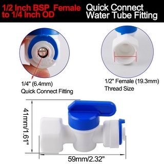 1/2 Inch BSP Female to 1/4 Inch OD Ball Valve Quick Connect Water Tube ...