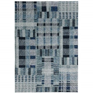 HomeRoots 9' X 12' Blue Geometric Power Loom Stain Resistant Area Rug ...