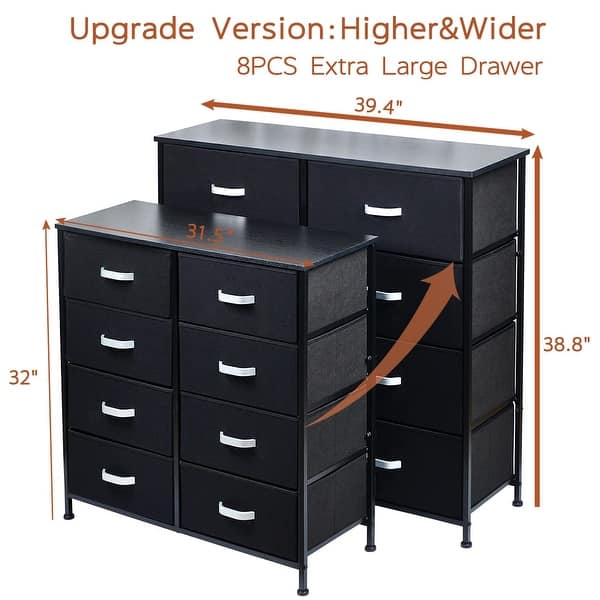 8 Drawers Extra Large Double Dresser Upgrade Fabric Storage Organizer ...