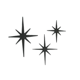 Zeckos Black Cast Iron Starburst Wall Hanging 8 Point Stars (Set Of 3 ...