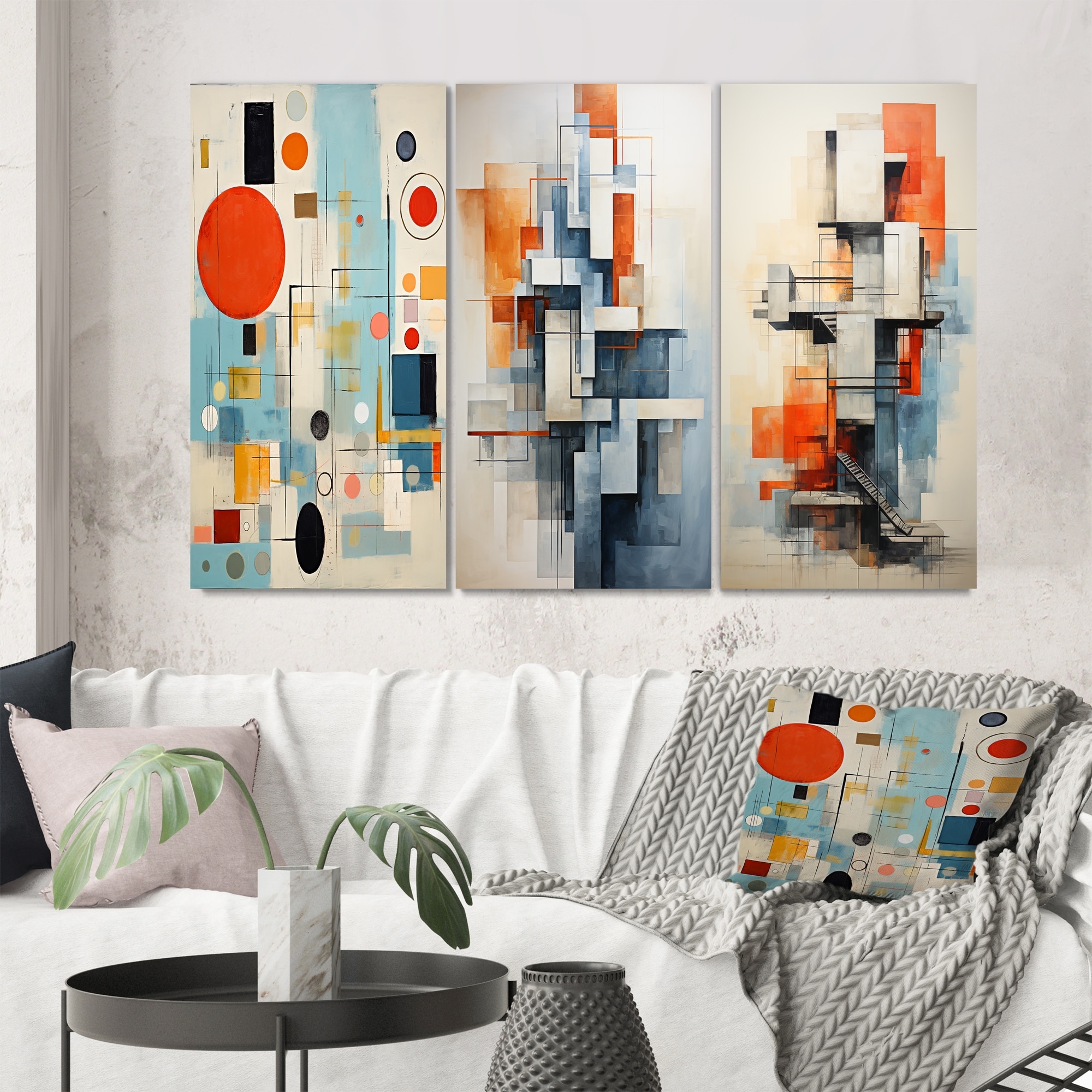Designart "Colorful Mid Century Abstract Elegance II" Mid-century ...