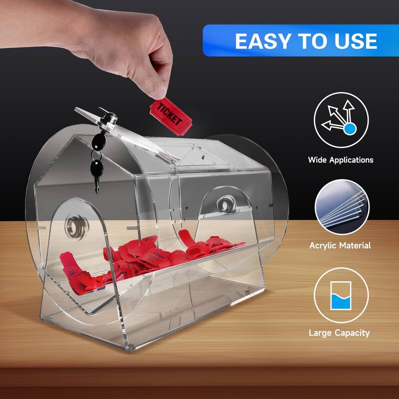 GSE™ Large Acrylic Raffle Drum, Raffle Ticket Spinning Cage for Tickets ...
