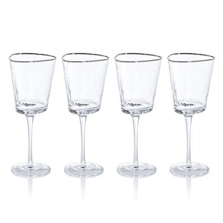 Kampari Triangular Wine Glasses with Platinum Rim, Set of 4 - Bed Bath ...