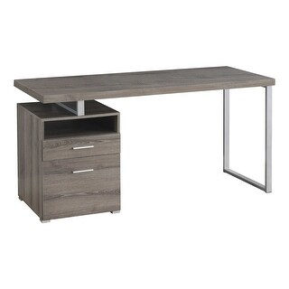 60 Inch Brown Wood Look Computer Desk with Reversible Storage and Grey ...