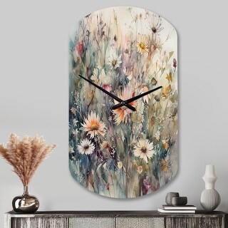 Designart - Orange Green Daisy Tranquility - Daisy Large Wall Clock in ...