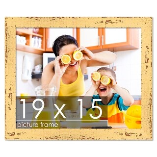 19x15 Shabby Chic / Farmhouse Yellow Complete Wood Picture Frame with ...