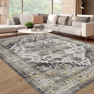 Washable Area Rugs 8x10 Rug for Living Room Boho Vintage Rug - 8 x 10 ...