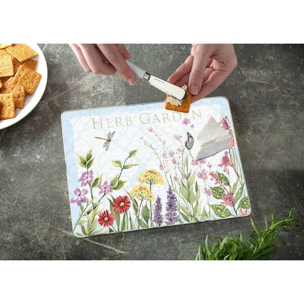 Counterart Glass Cutting Board Counter Saver 10" x 8" - Herb Garden ...