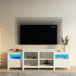 White TV Stand 16 Colors LED - Bed Bath & Beyond - 37563995