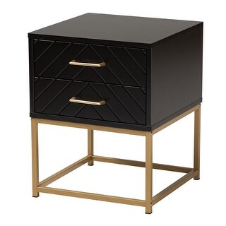 Wood 2 Drawer Nightstand with Openwork Metal Base and Drawer Handles ...