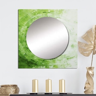 Designart "Green white Sage Spirals" Abstract Shapes Wall Mirror ...