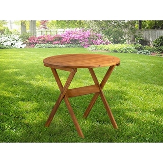 East West Furniture Patio Furniture Outdoor Acacia Wood Round Coffee ...
