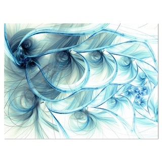 Light Blue Fractal Flower Soft Pattern - Large Floral Glossy Metal Wall ...