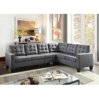 Gavin Grey Square Arms Sectional with Tight Cushions - Bed Bath ...