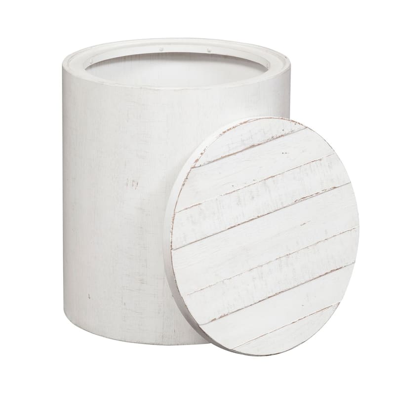 Modern Farmhouse Flea Market White Distressed Drum End Table ...