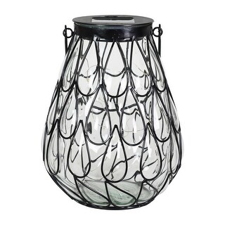 Exhart Solar Glass in Caged Metal Tabletop Accent Lantern with 25 ...