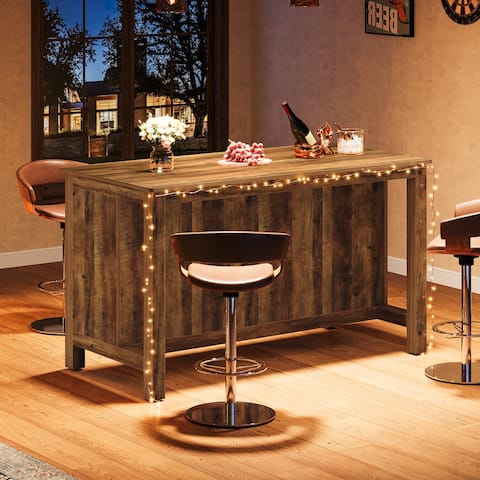 63'' Bar Table, Counter Height Pub Dining Table Home Bar Unit - On Sale ...