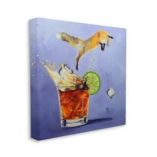 Stupell Fox Animal Leaping Vintage Cocktail Drink Painting Canvas Wall ...