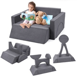7 Pieces Modular Play Couch for Toddlers Foam Kids Convertible Sofa ...