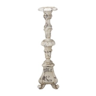 25 Inch Metal Candle Holder, Elegant Turned Pedestal in Distressed ...