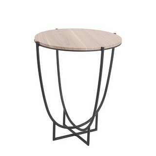 22 Inch Round Accent Table with Metal Cradle Base, Brown - Bed Bath ...