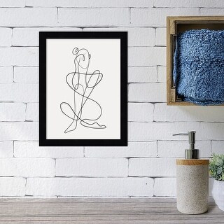 Thinking Of You Line Art by Rachel Lee Wood Framed Wall Art Print - Bed ...