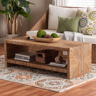 Liza Rectangle Seagrass Coffee Table - Handwoven Natural Fiber Frame ...