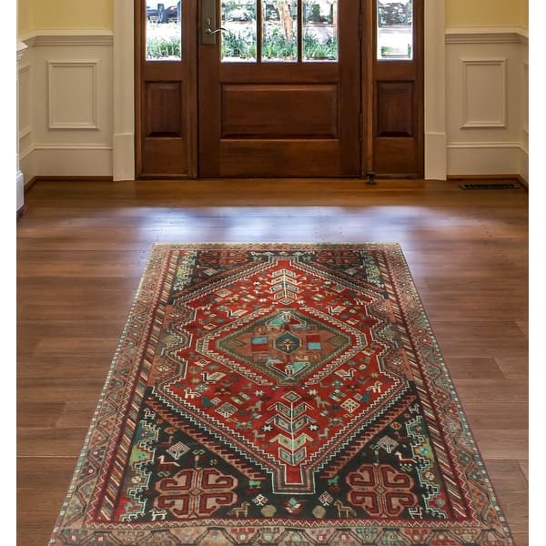 Fine Vintage Distressed Hugi Rust/Ivory Rug - 4'6" x 5'10" - Bed Bath ...