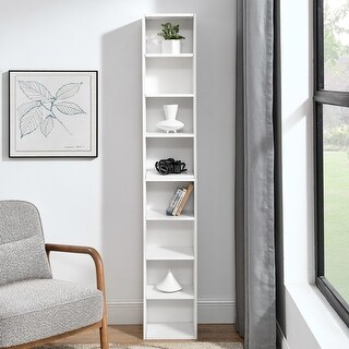 8-Tier Media Tower Rack, Slim Storage Cabinet with Adjustable Shelves ...