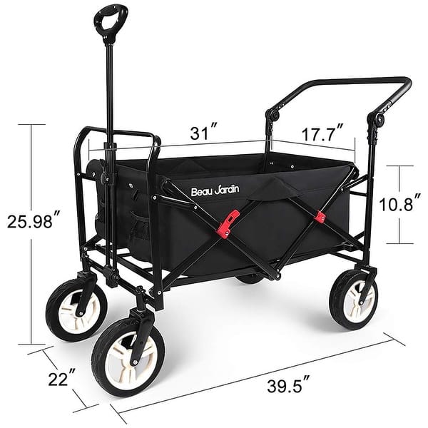 Folding Push Wagon Cart Collapsible Utility Camping Grocery Canvas ...